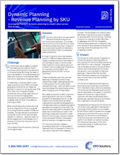 Planful Dynamic Planning - Revenue Planning by SKU - CFO Solutions